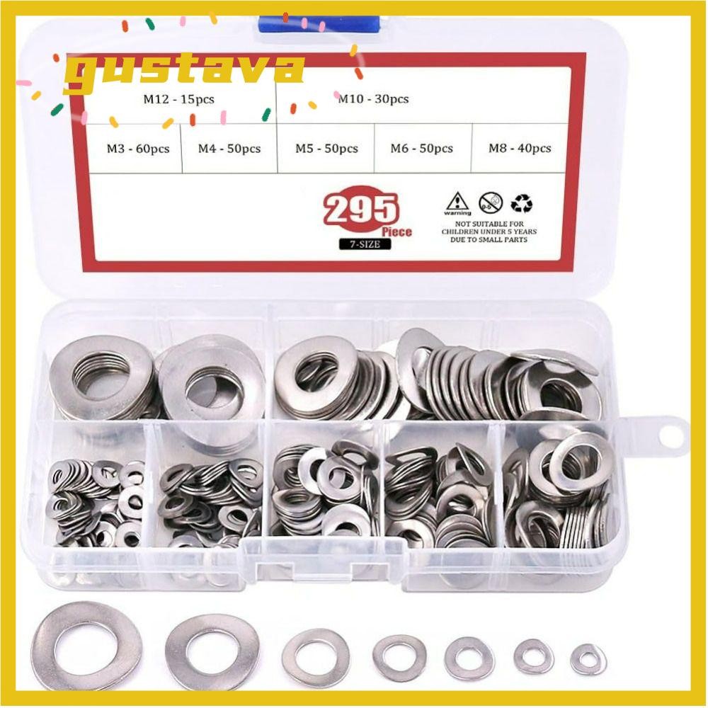 GUSTAVA 295Pcs Curved Washers Kit, 304 Stainless Steel 7 Sizes Spring ...