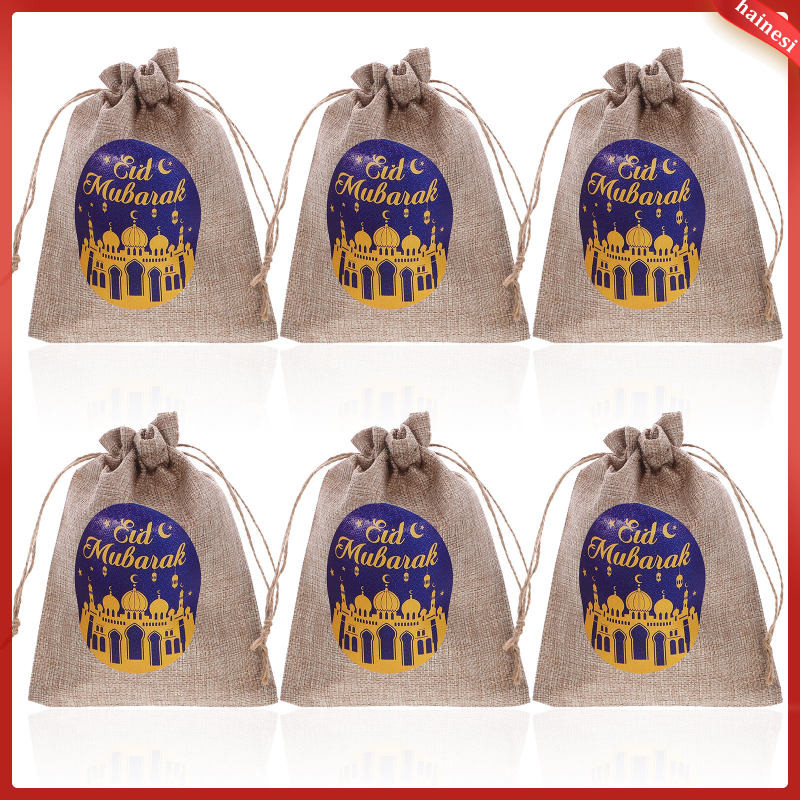 6Pcs Eid Mubarak Drawstring Bag Party Gift Bag Eid Drawstring Bag ...