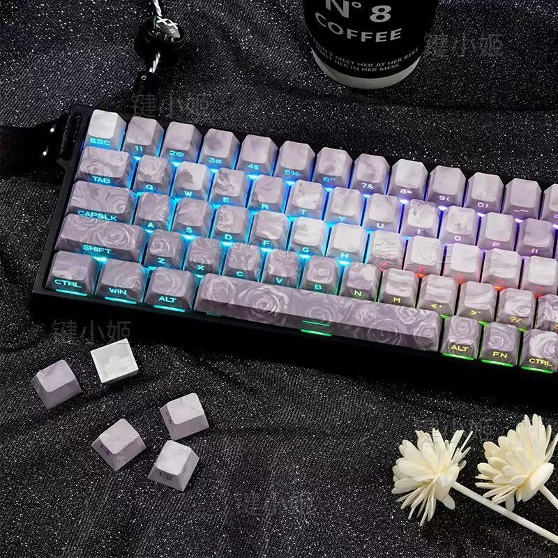 【Keycap Only】Rose Coast Grey Keycap Side Shine Through 131 Keys Cherry ...