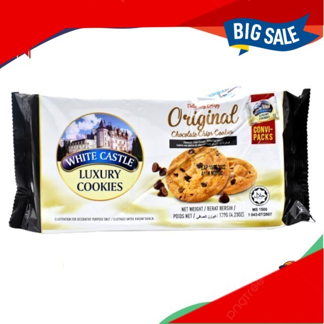 Biskut Chips White Castle Luxury Cookies Chips Chocolat Cookies 120G ...