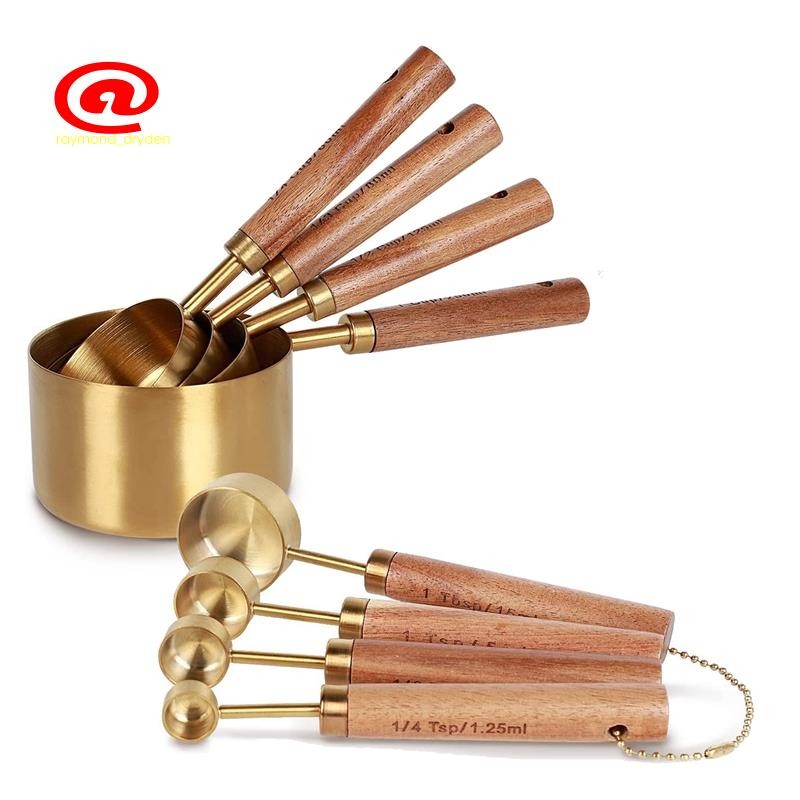 8 Piece Measuring Cups Set and Measuring Spoons, with Fragrant Wood ...