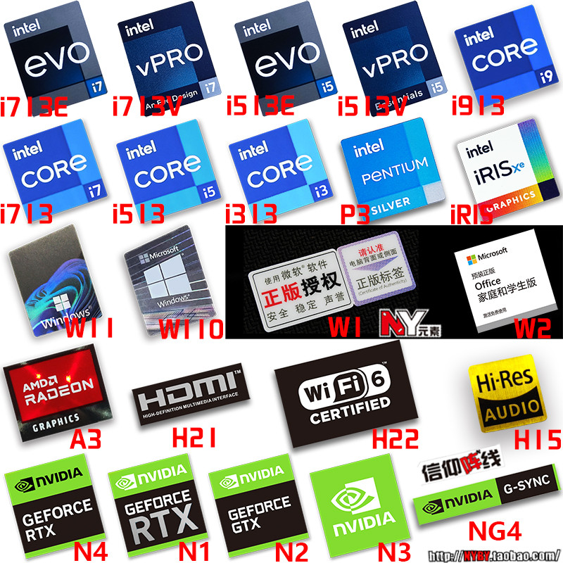 New Sticker Original 13th Generation core i9 i5 i7 i5 i3 evo Notebook ...