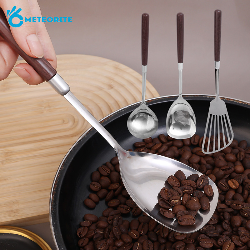 Creative Stainless Steel Wood Handle Soup Spoon Spatula - Restaurant ...