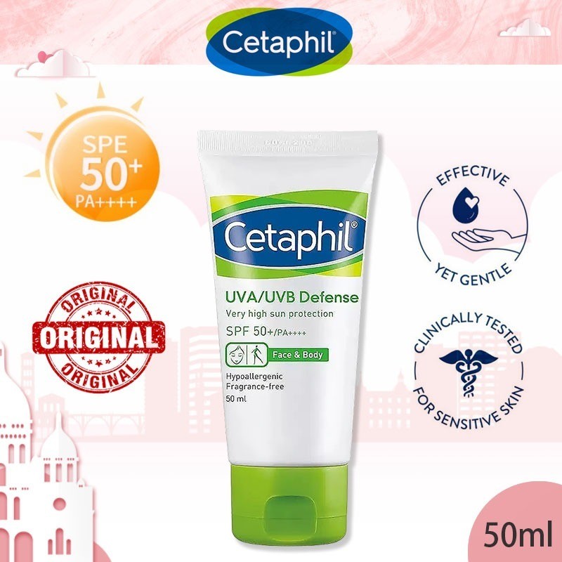 Cetaphil UVA/UVB Defense sunscreen SPF50+ PA++++ 50mL Face Body Protection block Sun screen ...