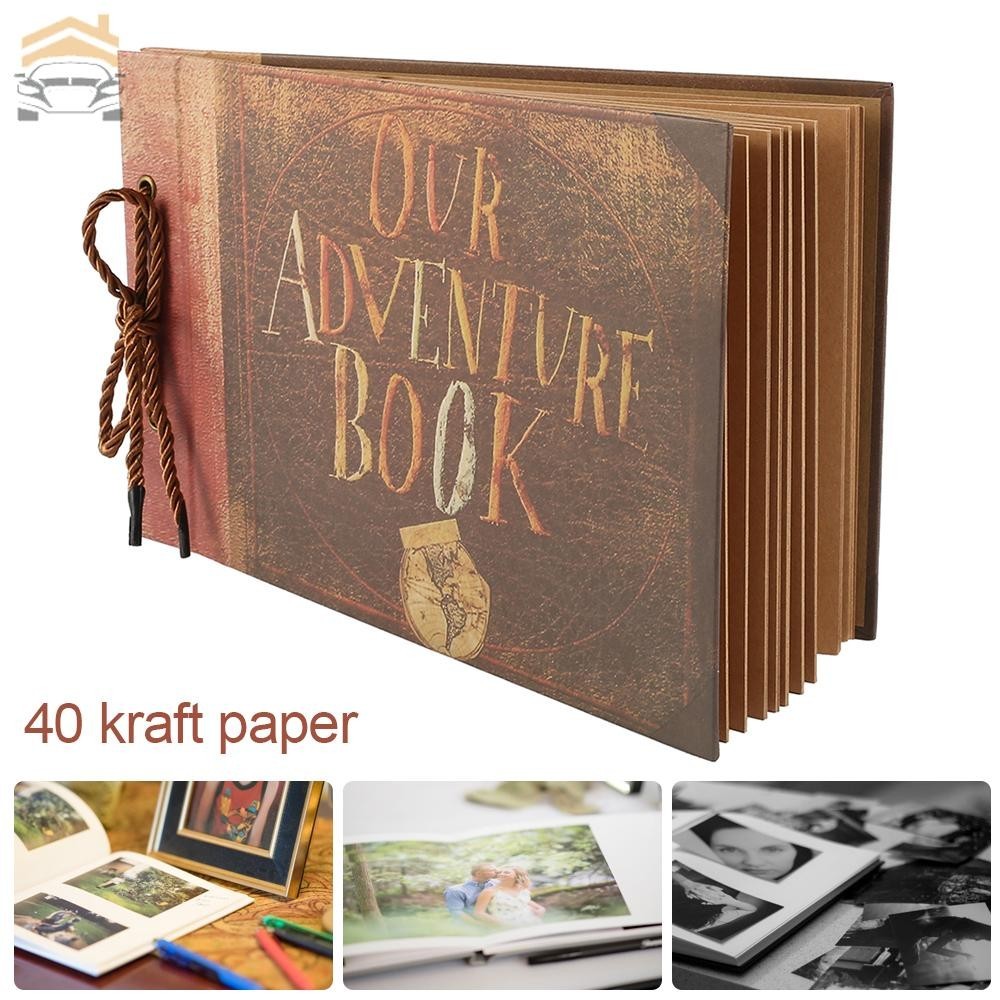 Photo Album 11.6 x 7.5 Inch Expandable Retro DIY Album Scrapbook Family ...