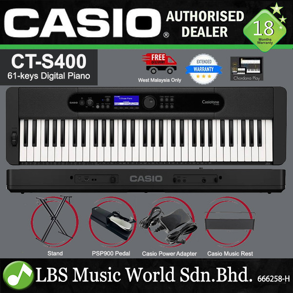 Casio CT-S400 61 Key Ultra Portable Arranger Keyboard Digital Electronic Keyboard - Black ...