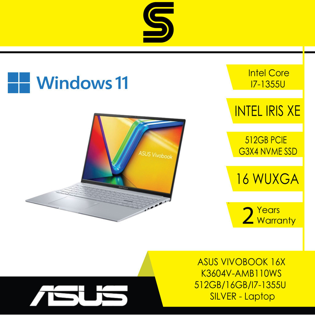 ASUS VIVOBOOK 16X (3604V-AMB110WS)16 WUXGA / I7-1355U / 16GB / 512GB ...