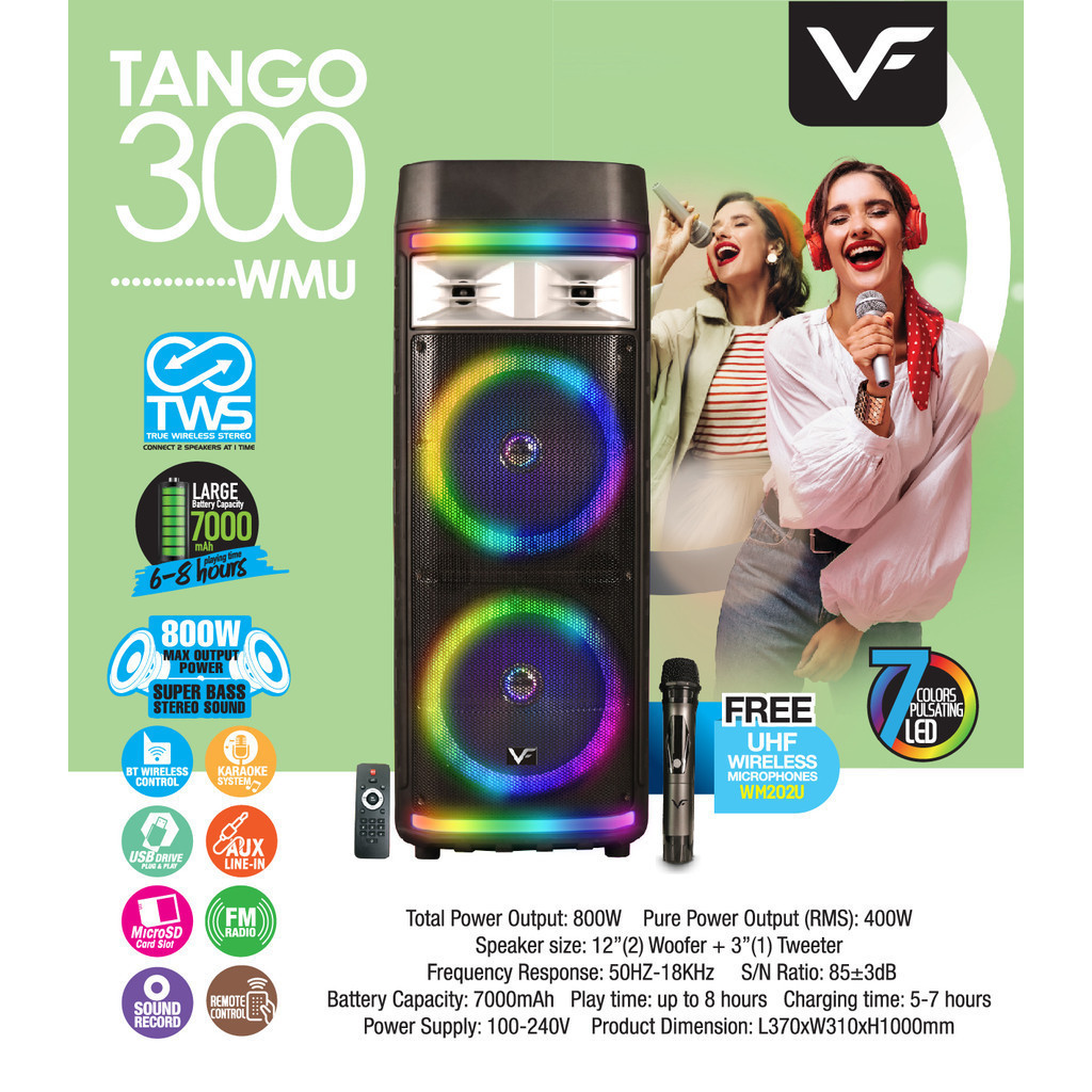 Vinnfier VF Tango 300 WMU Pembesar Suara Trolley Mudah Alih Portable Trolley Bluetooth Speaker 2 ...