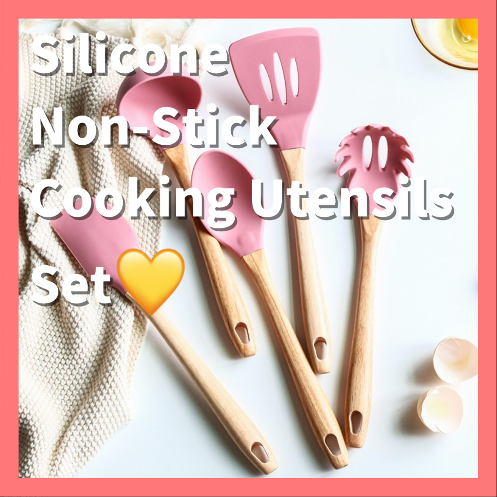 Silicone Non-Stick Cooking Utensils Set - High-Temperature Resistant ...