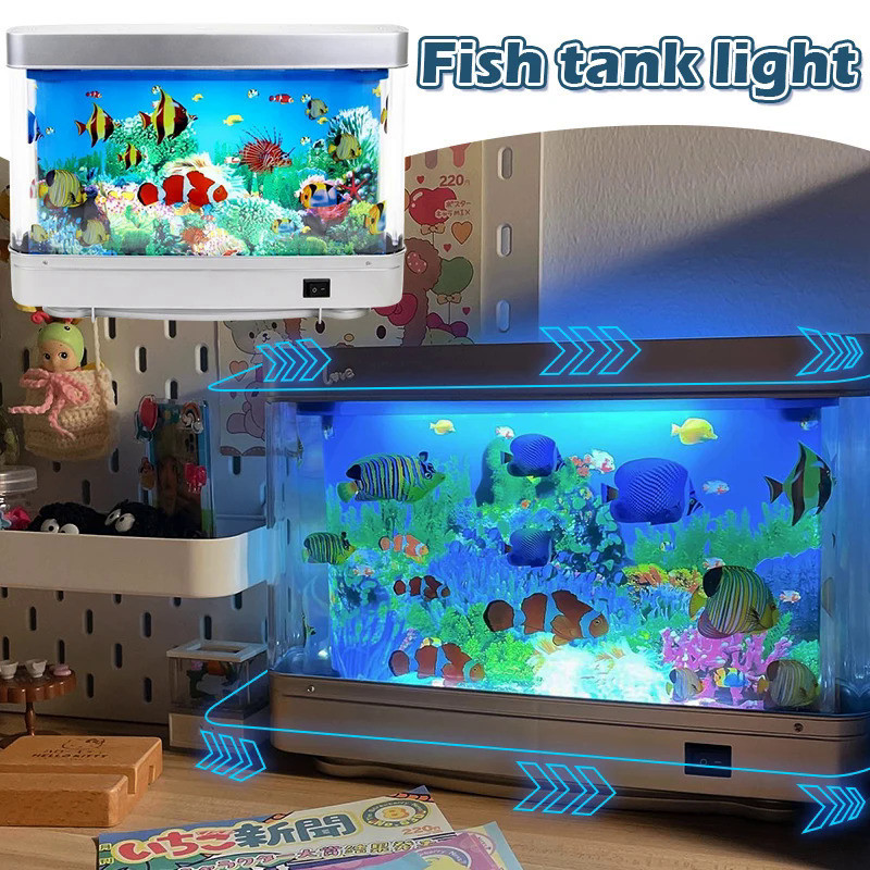 Fish Tank Lamp Fake Aquarium Tank Decorative Night Light Virtual Ocean ...
