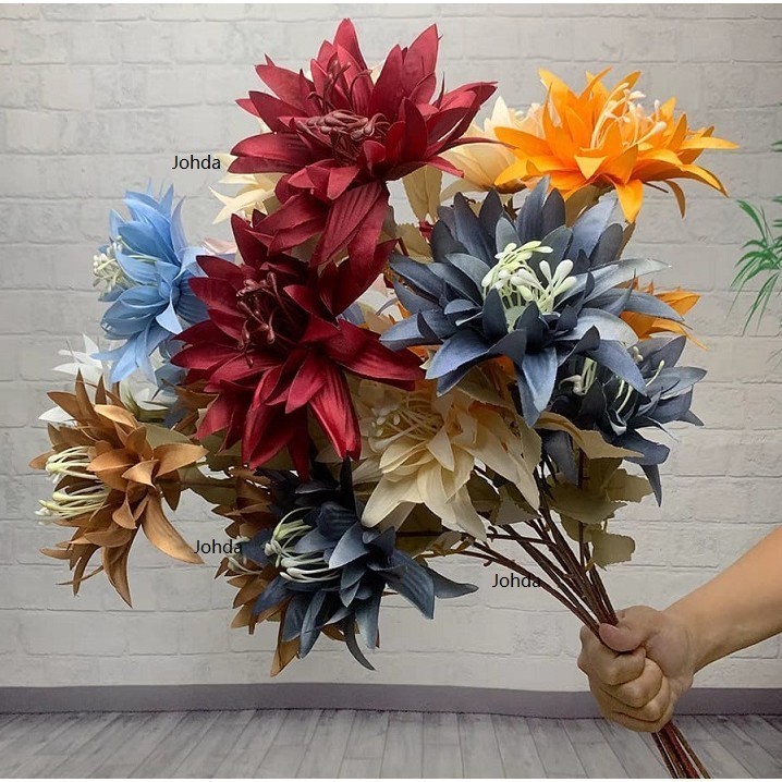 (M'sia Ready Stock) Tall Artificial 3 Head Leucospermum Crysanthemum ...