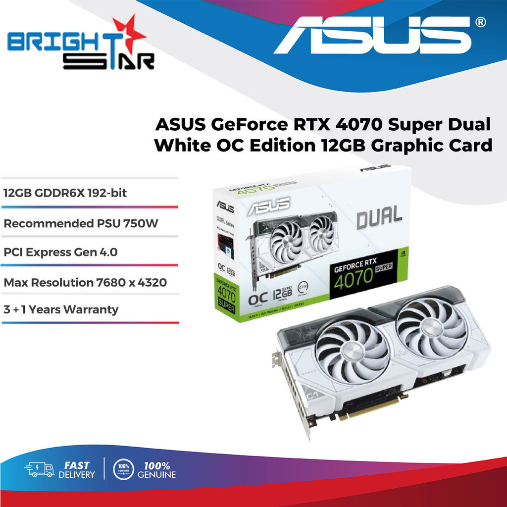 ASUS GeForce RTX 4070 Super Dual White OC Edition 12GB Graphic Card ...