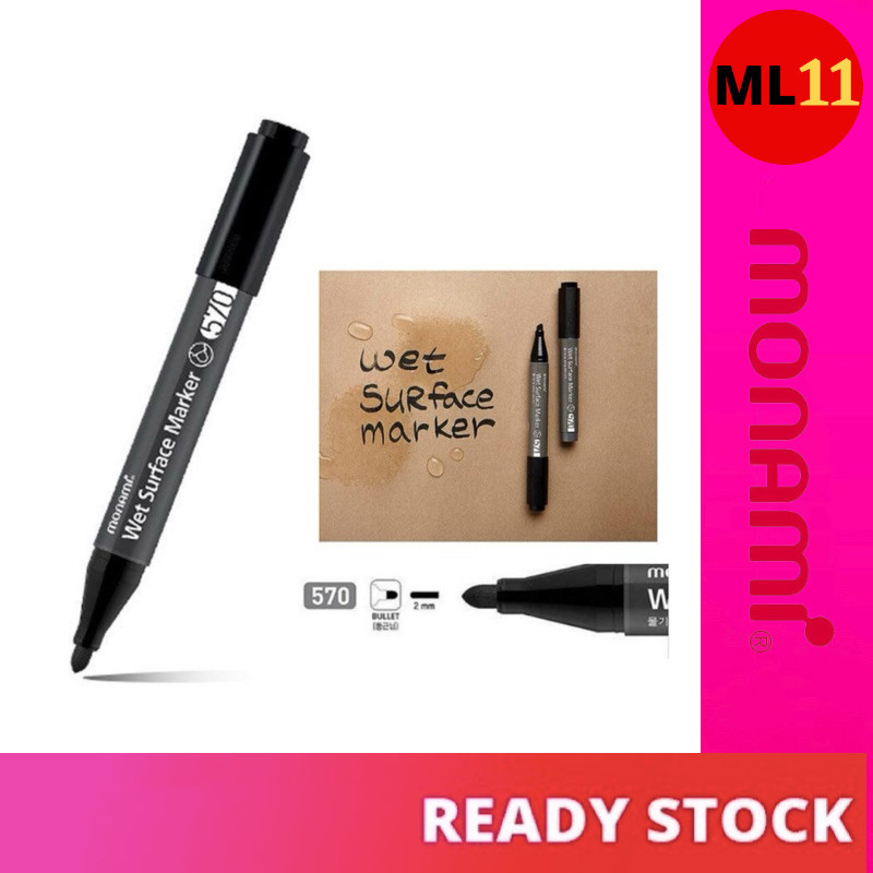MONAMI Water Resistant Wet Surface Marker Pen 570 571 (Bullet Tip ...