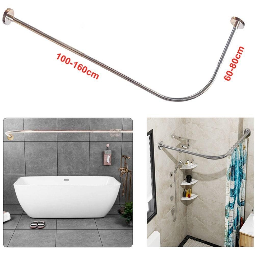 MURRAY1 Curved Bath Pole, Telescopic Stainless steel Shower Curtain ...