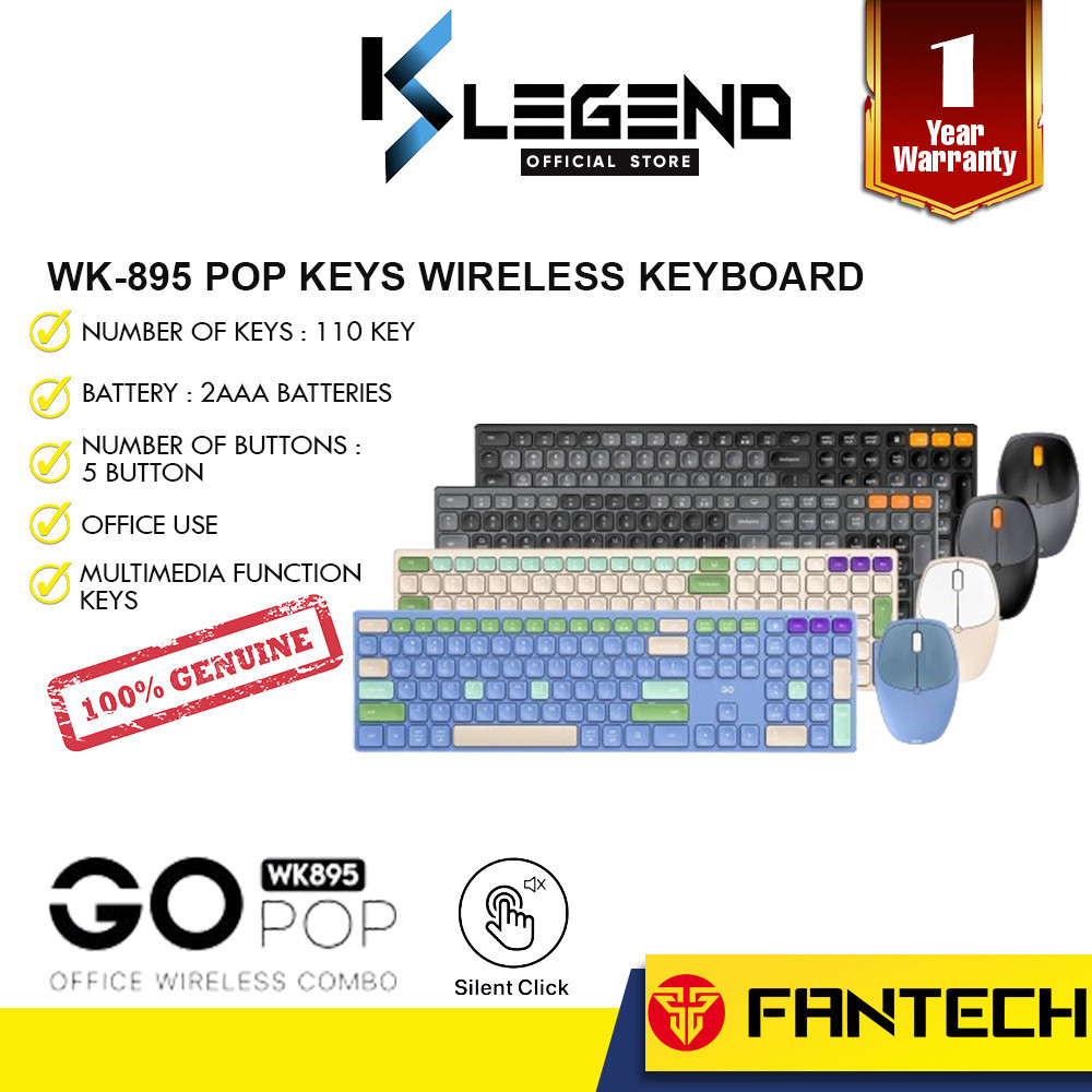 Fantech WK895 / WK-895 Pop Keys Wireless Keyboard Mouse Combo Office Series | Shopee Malaysia