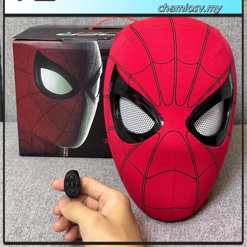 Spiderman Mask Eye movable blinking Superhero Headgear/Cosplay Toy Set ...