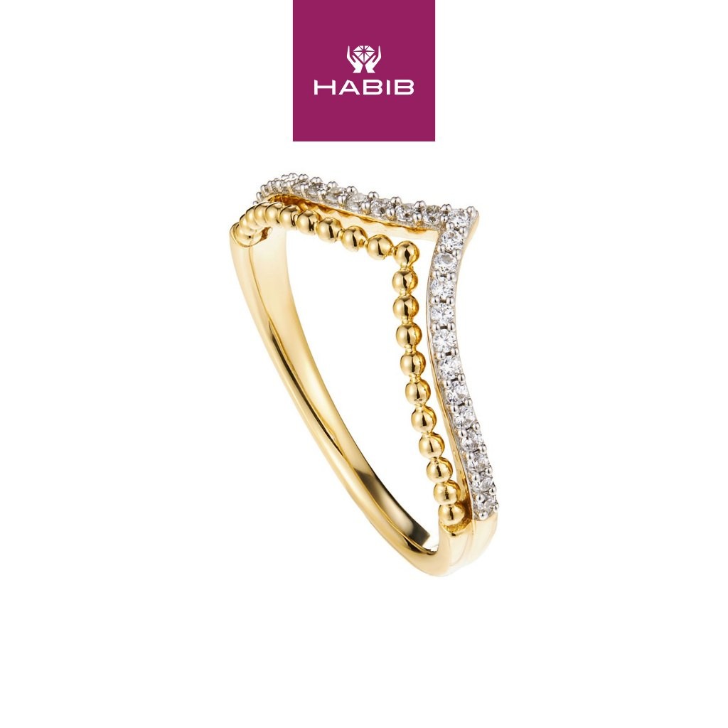 HABIB Double V Diamond Ring in 375/9K Yellow and White Gold 260230321 ...