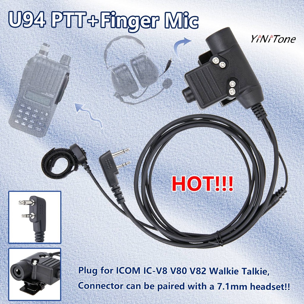 Push to talk with Finger Microphone for ICOM IC-V8 V80 V82 Two Way ...