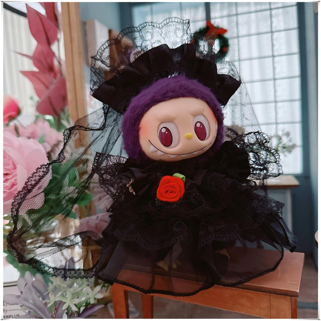 17cm 15cm labubu V1 V2 Black Rose Wedding Dress Accessories Xiaomi ...