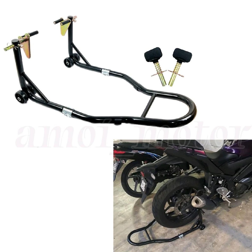 UNIVERSAL PADDOCK STAND HEAVY DUTY FRONT FORK+SWING ARM 2IN1 PADDOCK ...