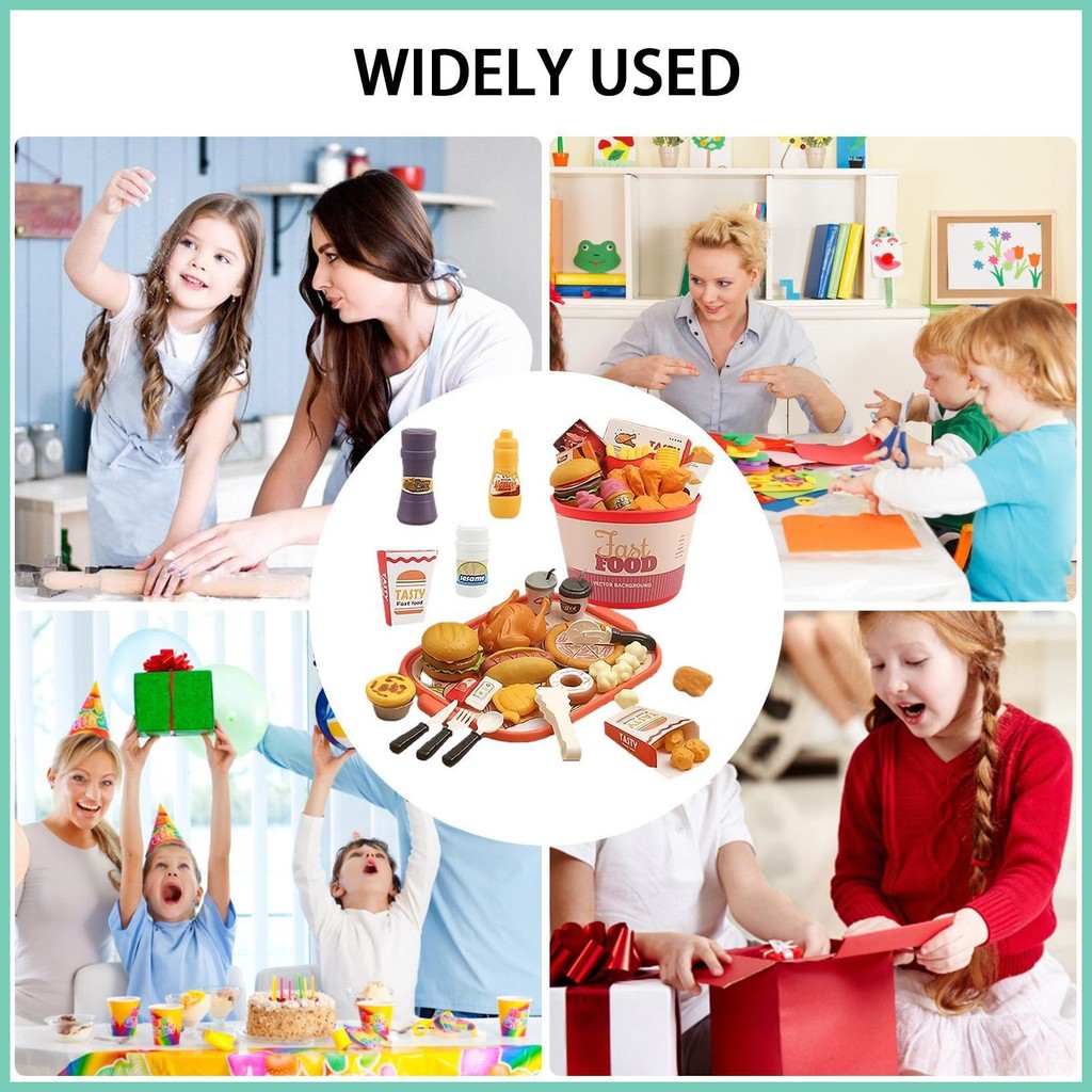 Play Food Set for Kids Play Food for Kids Kitchen Realistic Burger ...