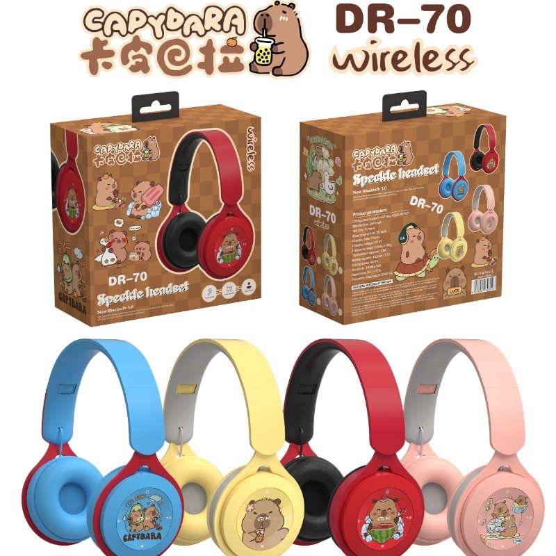 Capybara DR-70 Wireless Bluetooth 5.0 Headphones Cute HiFi Sound ...