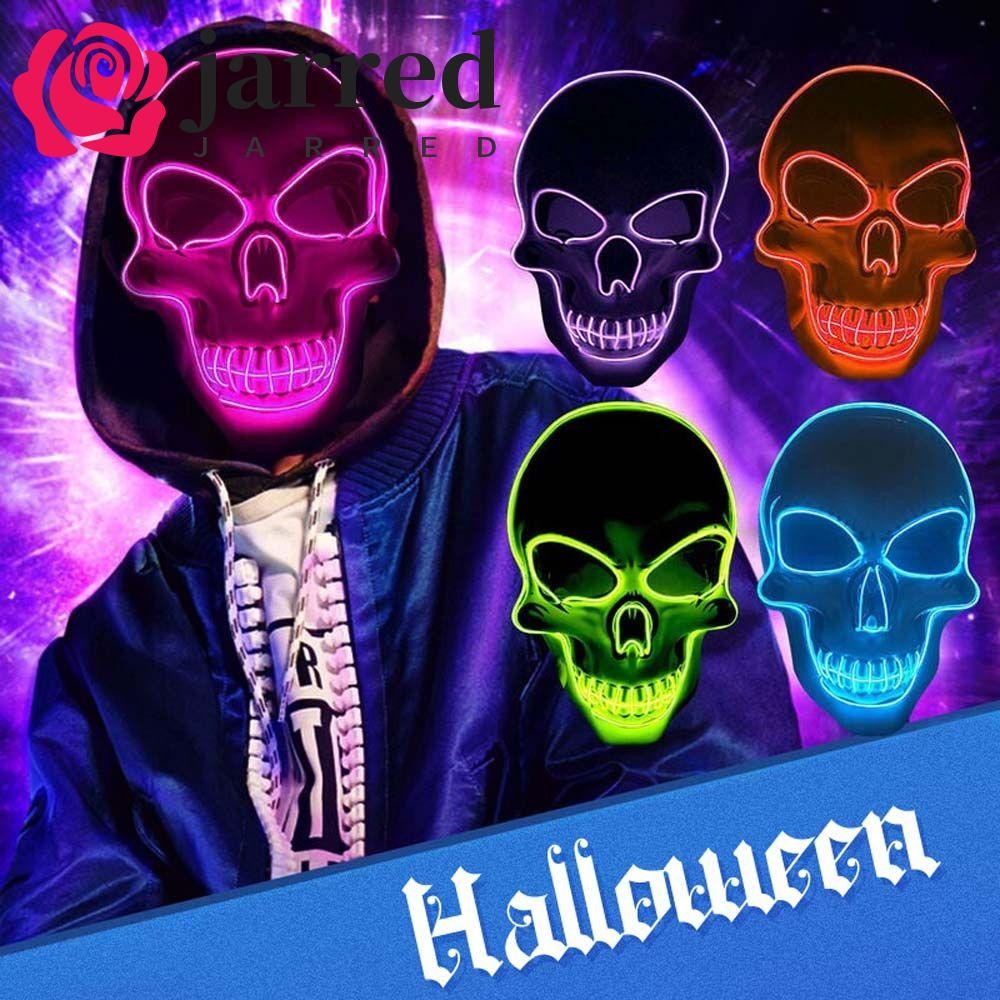 JARRED White Skull Mask Glowing in Dark LED Flash Light Up Mask ...
