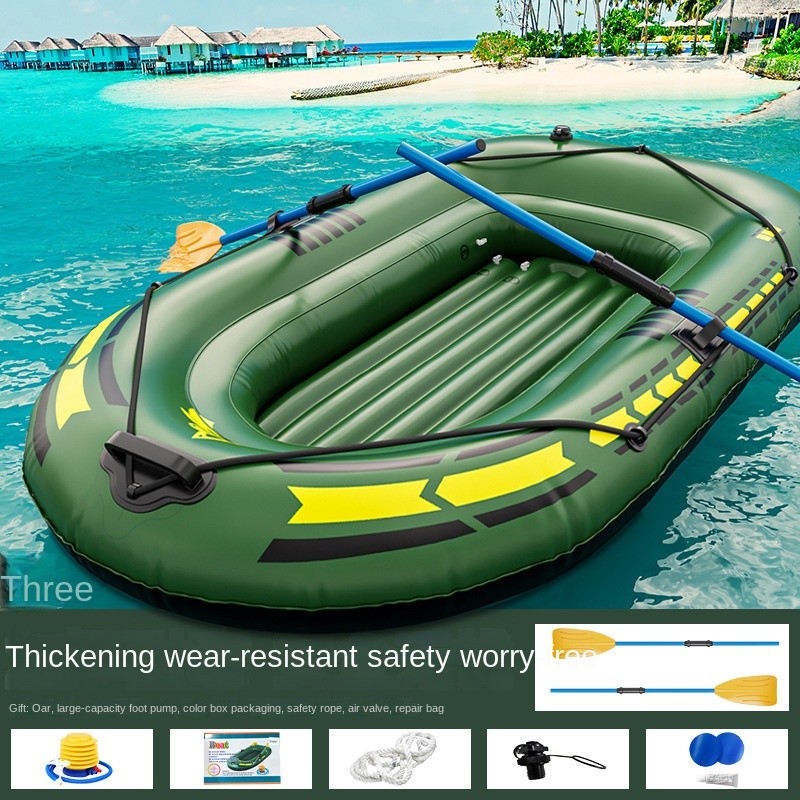 PVC inflatable ship army green double boat thickened kayak double ...