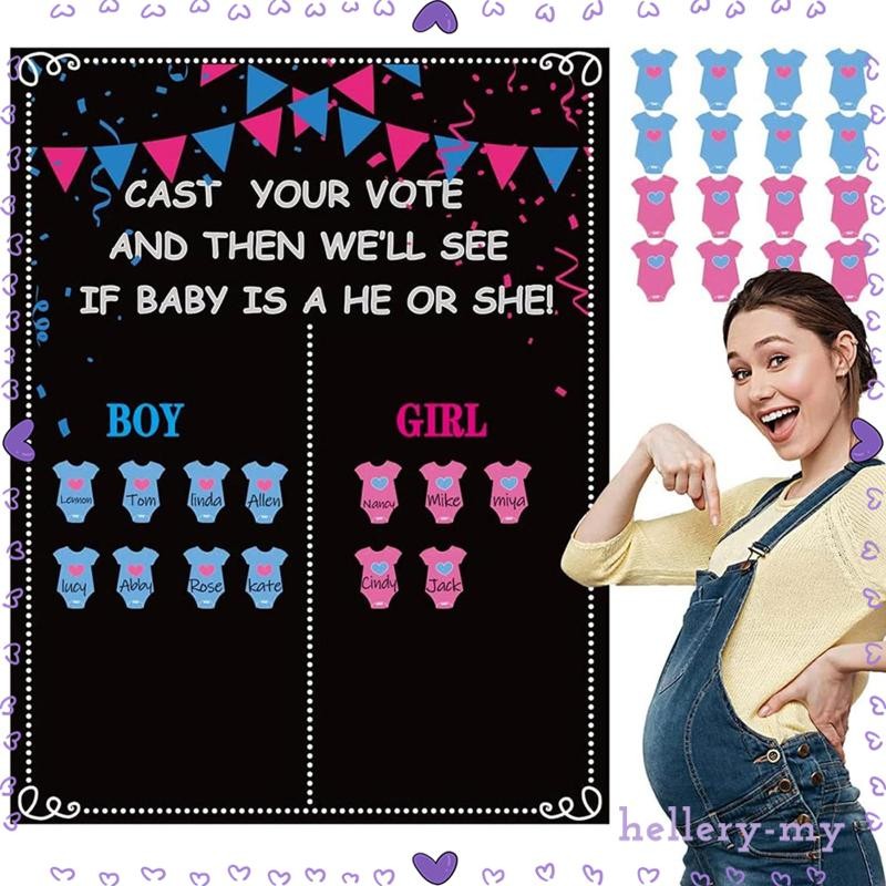[HelleryMY] Gender Reveal Decorations Fun Voting Poster for Guests Game ...