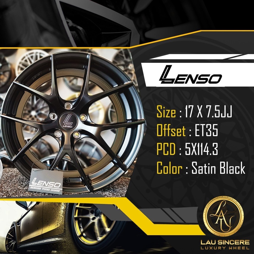 Lenso 17 X 7.5JJ 5X114.3 Satin Black (Satin Hitam) | Shopee Malaysia