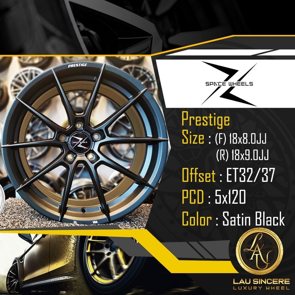 Space Wheels Prestige (F) 18x8.0JJ(R) 18x9.0JJ 5x120 Satin Black ...