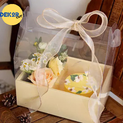 Genesi - TRANSPARENT PORTABLE FLOWER box korean cake box Mica FLOWER ...