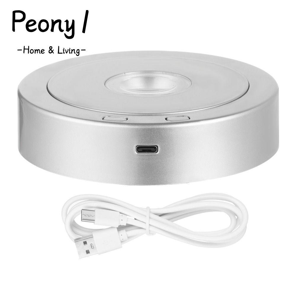 PEONY1 Led Rotating Display Stand Home Office Decor Black Sliver Wood ...