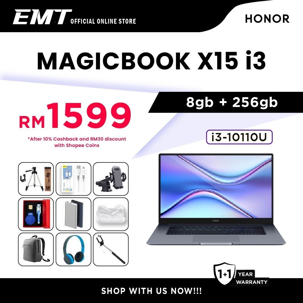 HONOR Magicbook X15 i3 10/11TH GEN [8GB/256GB) / X5 i5 10/11TH GEN [8GB/512GB] Laptop - Original ...