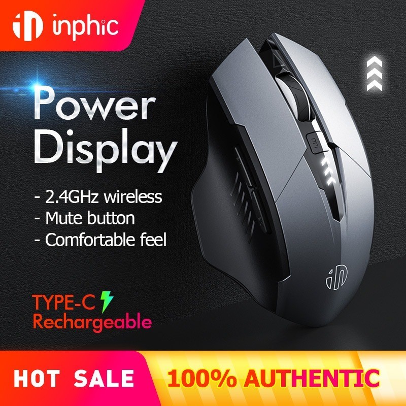 Inphic F1 2.4G Wireless Mouse Rechargeable Battery Indicator Ergonomic ...