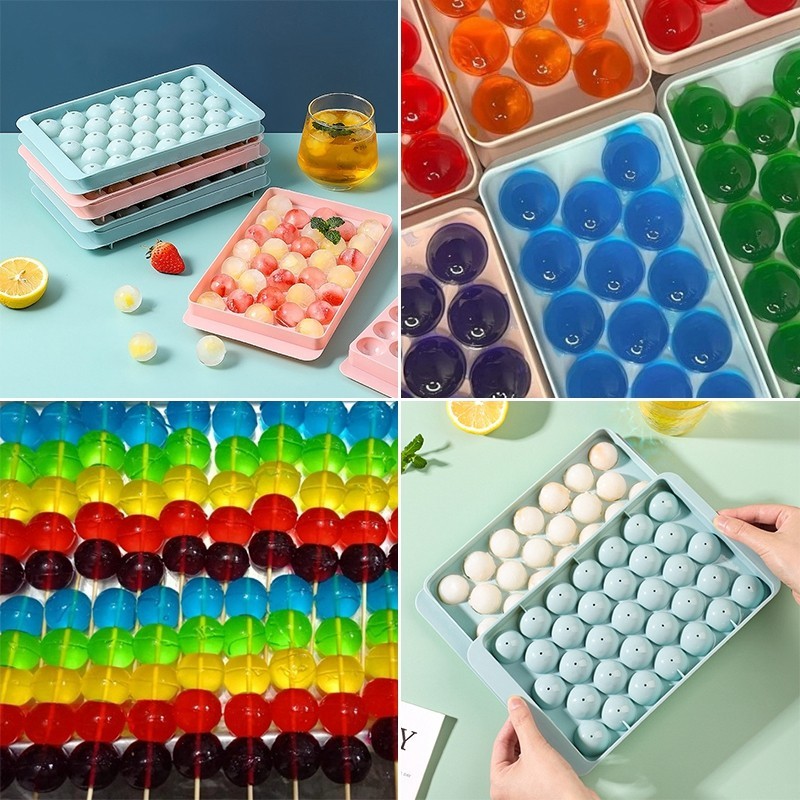Plastik Jelly Ball 33 Grids Round Ice Cube Tray Ball Party Cooking Use ...