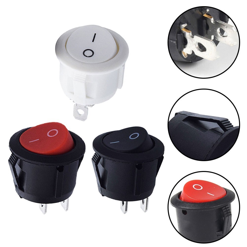 [BSL] 2PCS 12v Round Rocker Switch ON/OFF 2 Pin SPST Camper Van Caravan ...