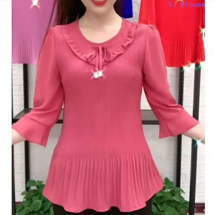 Chiffon Blouse Plus Size Women's Summer Korean Style Loose Short ...