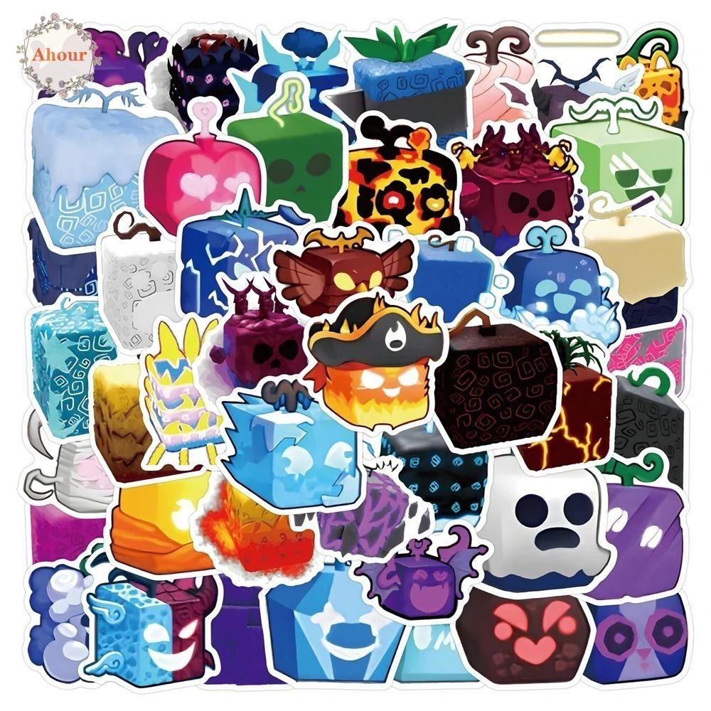 AHOUR 54pcs Blox Fruits Stickers, Roblox Game Blox Fruits Blox Fruits ...
