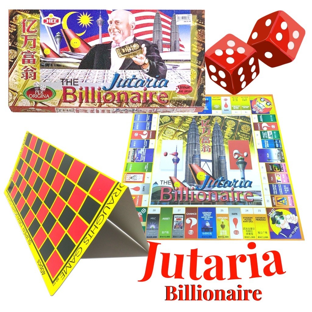2 in 1 Jutaria Billionaire & Chess Family Fun Party Boardgame (35 x 35 ...