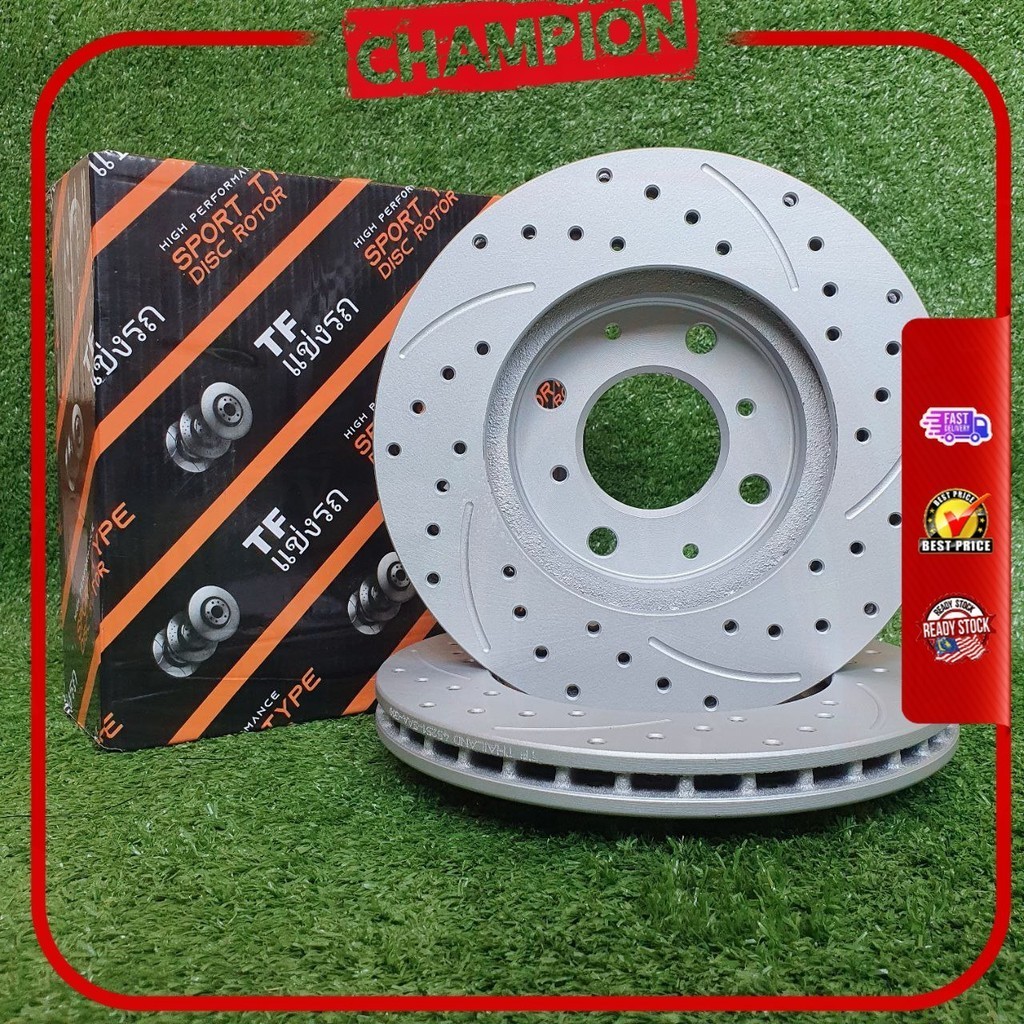 ORIGINAL TF SLOTTED & DRILLED DISC ROTOR (FRONT) FOR HONDA JAZZ SAA ...