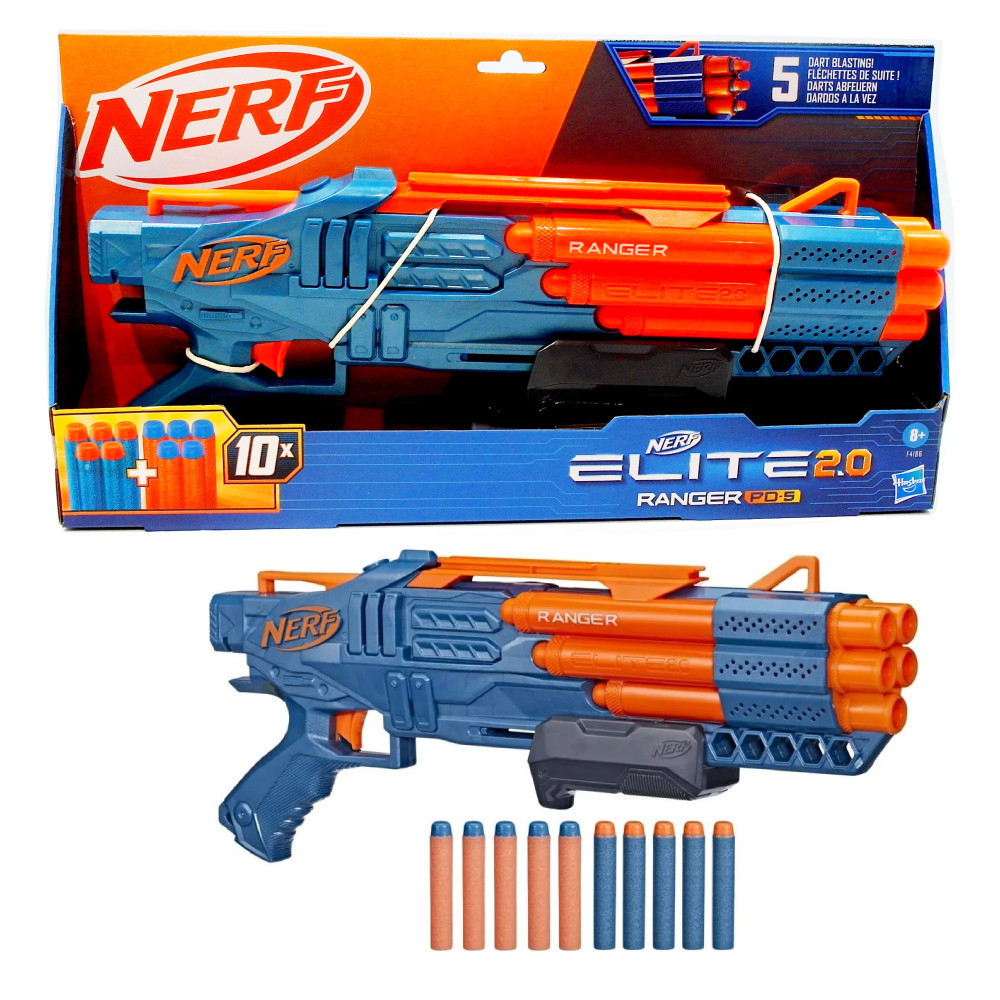 Nerf Elite 2.0 Ranger PD-5 Blaster & 5 Barrel Blasting With 10 Nerf ...