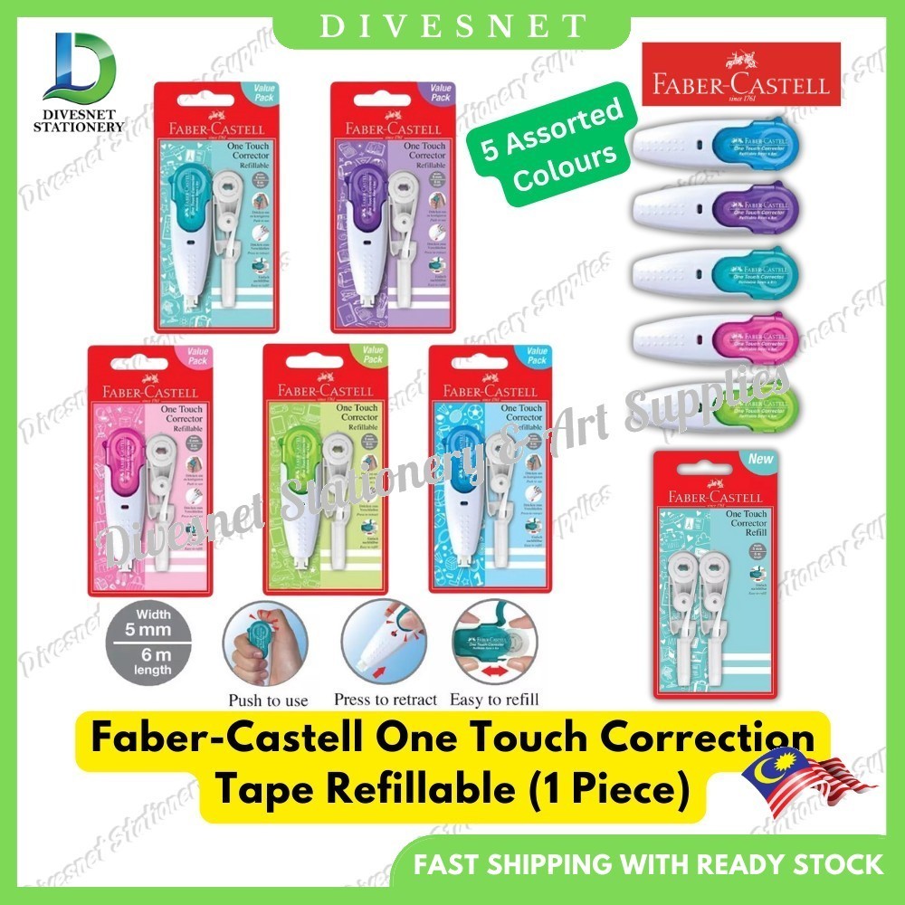 Faber-Castell One Touch Corrector Correction Tape Refillable + Refill ...