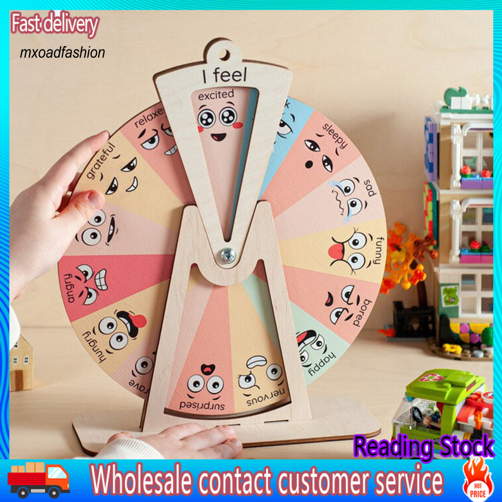 MX_ Emotional Regulation Spinner Toy Kids Wooden Emotion Wheel Wooden ...