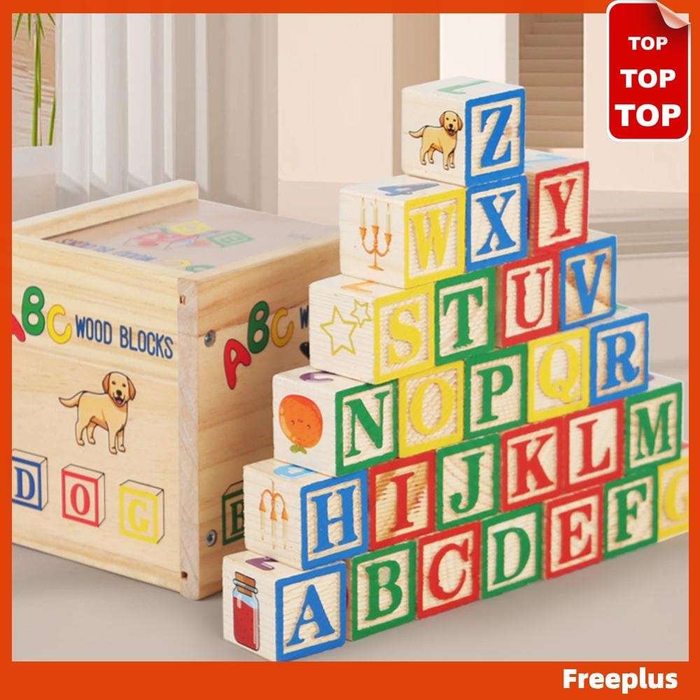 ABC Wooden Building Blocks Alphabet & Number Stacking Blocks for ...