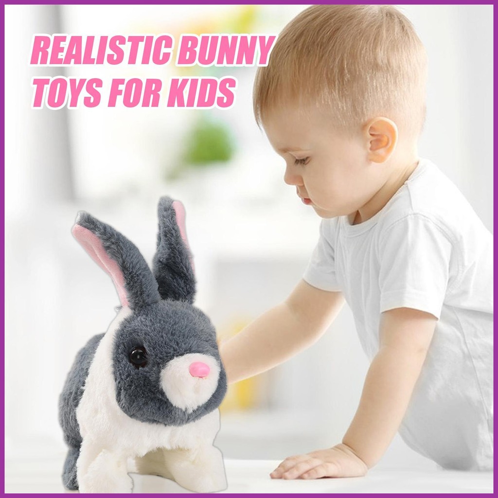 Realistic Bunny Toy Shaking Ears Rabbit Table Ornament Walking Bunny ...