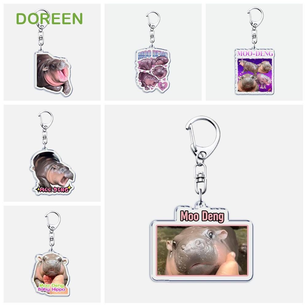DOREEN Moo Deng Meme Keychain, Moo Deng Acrylic Baby Hippo Acrylic ...