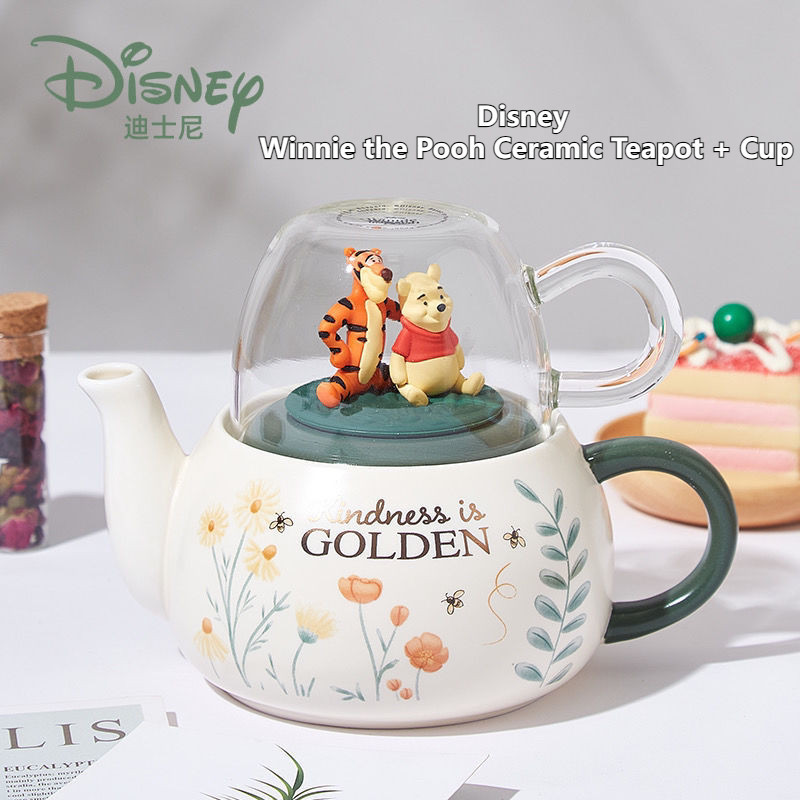 NEW Disney Winnie the Pooh Cartoon Ceramic Tea Pot Water Cup Set Disney Teapot+Cup Set Winnie ...