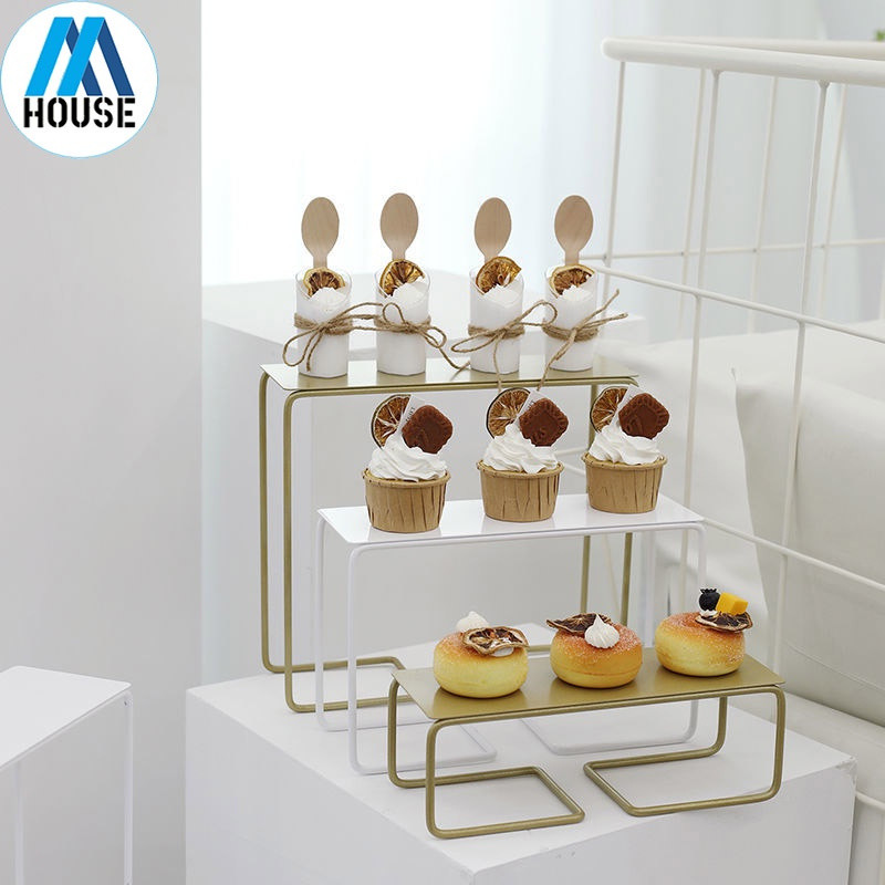 Shiny Golden Simple Cake Stand European-style Wedding Ladder Dessert ...