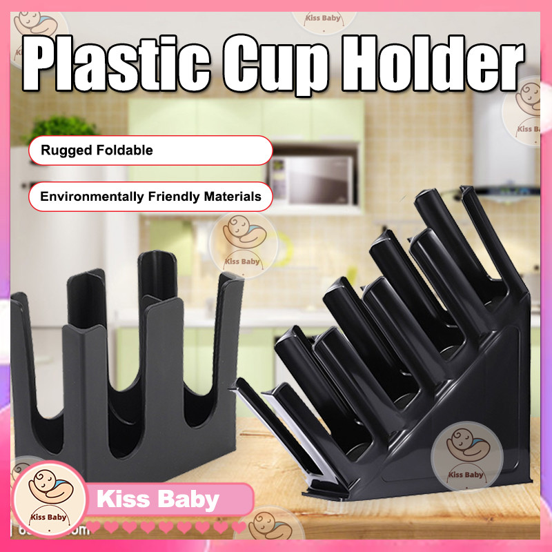 4 Compartments Plastic Cup Holder Rack Counter Coffee Cup Organizer Box ...